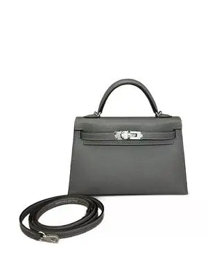 Hermès 2025 Mini Kelly Sellier 20 Verso Epsom Leather Palladium Hardware Tote Bag - Grey