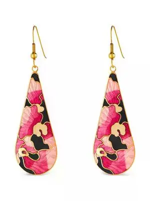 SUSAN CAPLAN 1980s Floral-embellished Drop Earrings - Gold