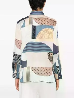 Fendi Geometric-print Silk Shirt