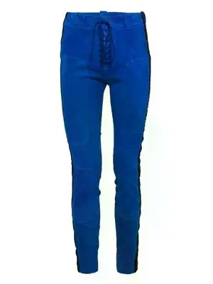 Ben Taverniti Lace-up Suede Trousers - Blue