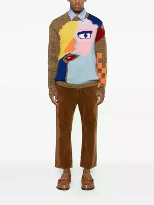 WALTER VAN BEIRENDONCK Knitted Face Graphic Sweater