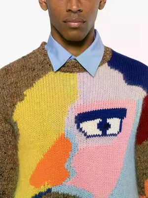 WALTER VAN BEIRENDONCK Knitted Face Graphic Sweater