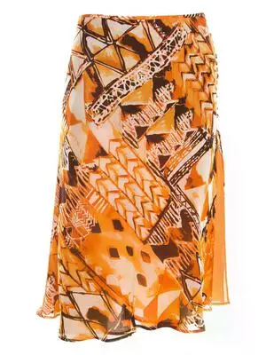 Escada Abstract-print Silk A-line Skirt