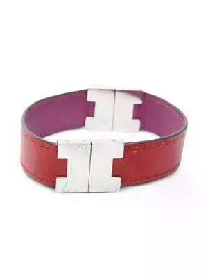 Hermès H Detail Leather Bracelet - Red