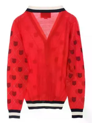 Gucci 2010s V-neck Tiger Head Cardigan