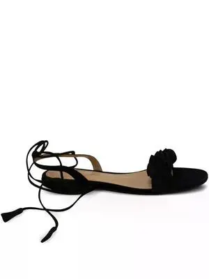 GIANVITO ROSSI Ruffle Lace-up Flat Sandals