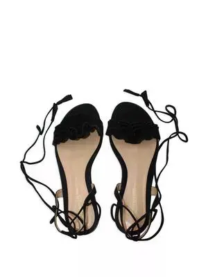 GIANVITO ROSSI Ruffle Lace-up Flat Sandals