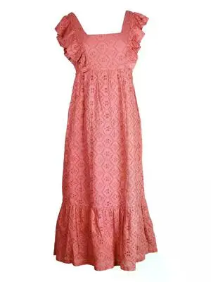 Ba&sh Broderie Anglaise Ruffle Midi Dress