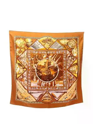 Hermès 2010s Au Son Du Tam Tam Silk Scarf - Brown