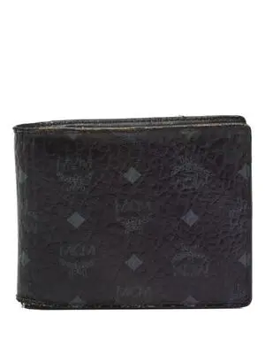 Mcm Monogram Leather Wallet - Black