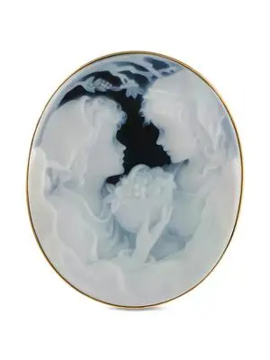 LB EXCLUSIVE 18k Yellow Cameo Onyx Brooch - Gold