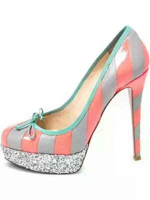 CHRISTIAN LOUBOUTIN 130mm Glitter-embellished Striped Pumps