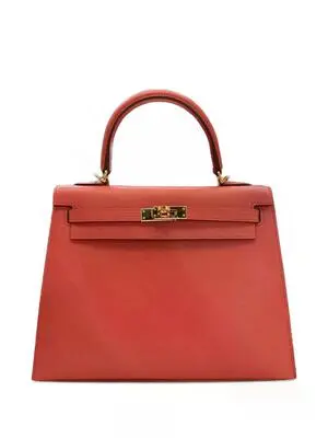 Hermès Kelly Sellier 25 Veau Madame Gold-hardware Handbag - Red