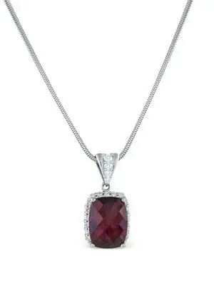 LB EXCLUSIVE Platinum, Diamond, And Rhodolite Garnet Pendant Necklace - Silver