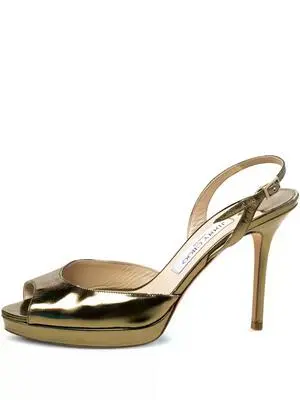 JIMMY CHOO 105mm Patent-leather Slingback Sandals - Gold