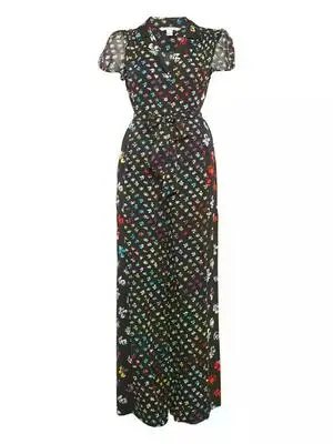 Diane Von Furstenberg Vintage Floral-print Jumpsuit - Black