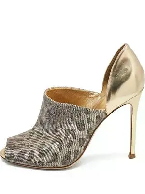 GIANVITO ROSSI 120mm Leopard-print Peep-toe Pumps - Gold