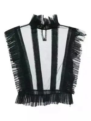 STARCHIC Pleated Ruffled Tulle Blouse