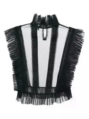 STARCHIC Pleated Ruffled Tulle Blouse