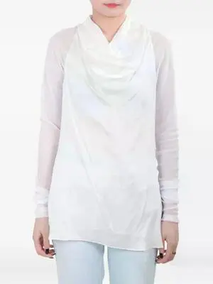 Vera Wang Cowl-neck Top With Mesh Sleeves