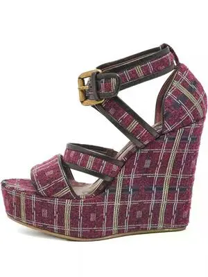 Etro 130mm Plaid Wedge Sandals - Pink