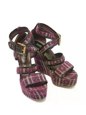 Etro 130mm Plaid Wedge Sandals