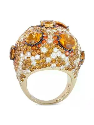 Roberto Coin Eighteen Karat Yellow Gold Ring With Citrine, Topaz, And Diamonds