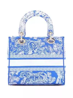 Dior Toile De Jouy Lady D-lite Embroidered Canvas Tote Bag - Blue