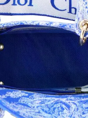 Dior Toile De Jouy Lady D-lite Embroidered Canvas Tote Bag - Blue
