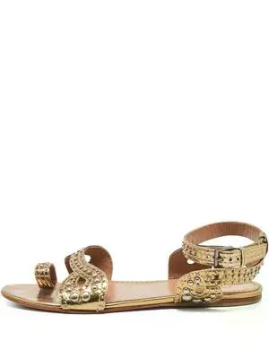 Alaïa Metallic Flat Sandals - Brown