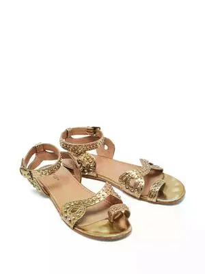 Alaïa Metallic Flat Sandals