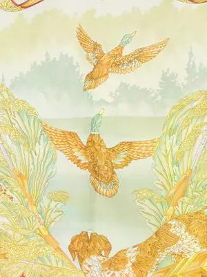 FERRAGAMO 1970s Birds-print Scarf - Black