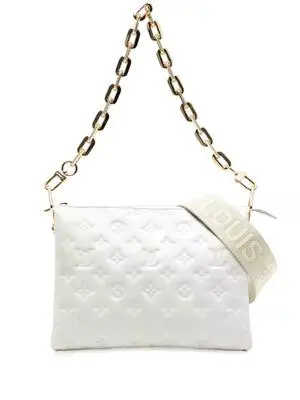 LOUIS VUITTON Monogram Embossed Lambskin Coussin Pm Satchel - White