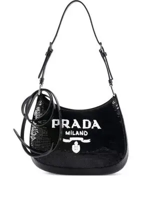 Prada Cleo Sequins Small Shoulder Bag - Black