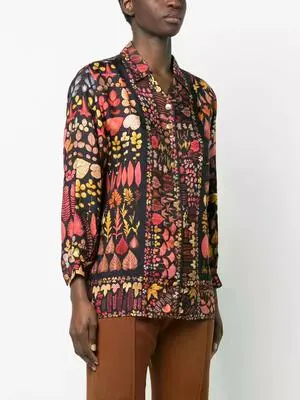 Gucci 1990s Leaf Print Silk Shirt