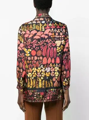 Gucci 1990s Leaf Print Silk Shirt