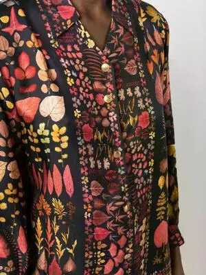 Gucci 1990s Leaf Print Silk Shirt