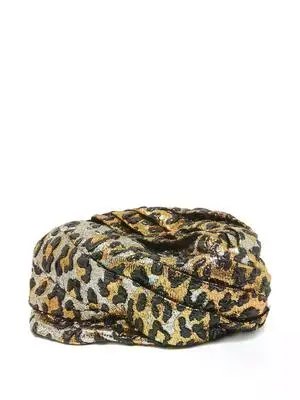 Gucci Leopard-print Lamé Turban - Gold