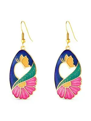 SUSAN CAPLAN 1980s Floral Embellishment Earrings - Gold