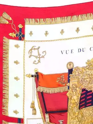 Hermès 1992 Vue Du Carrosse La Galère La Réale Scarf - Red