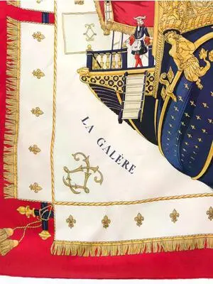 Hermès 1992 Vue Du Carrosse La Galère La Réale Scarf - Red
