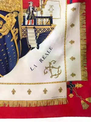 Hermès 1992 Vue Du Carrosse La Galère La Réale Scarf - Red