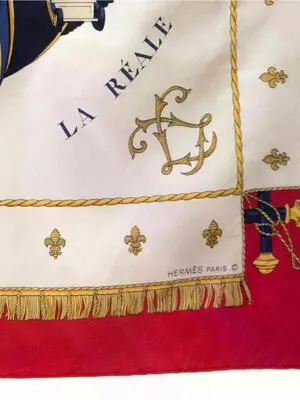 Hermès 1992 Vue Du Carrosse La Galère La Réale Scarf - Red