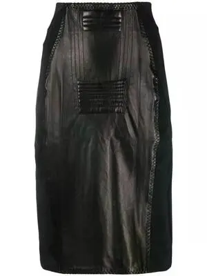 JEAN PAUL GAULTIER 1987 Panelled Leather Pencil Skirt - Black