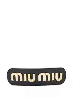 Miu Miu Logo Barretta Hair Accessory - Black