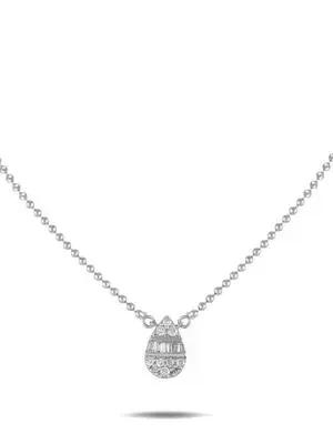 LB EXCLUSIVE 14k White Gold Diamond Pear Necklace - Silver
