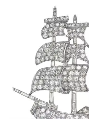 PRAGNELL Platinum Diamond Ship Brooch