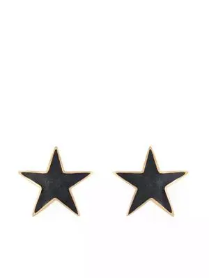 SUSAN CAPLAN 1980s Star Clip-on Earrings - Black