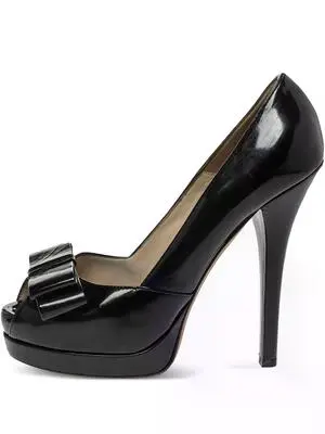 Fendi 140mm Patent Leather Bow Pumps