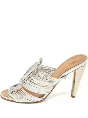 GIUSEPPE ZANOTTI Woven Leather Mules - Grey